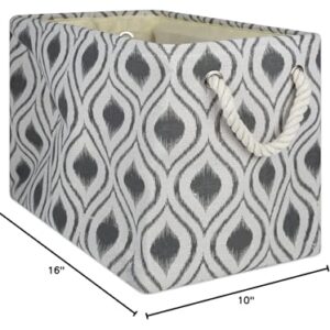 DII Polyester Container with Handles, Ikat Storage Bin, Medium, Mineral Gray