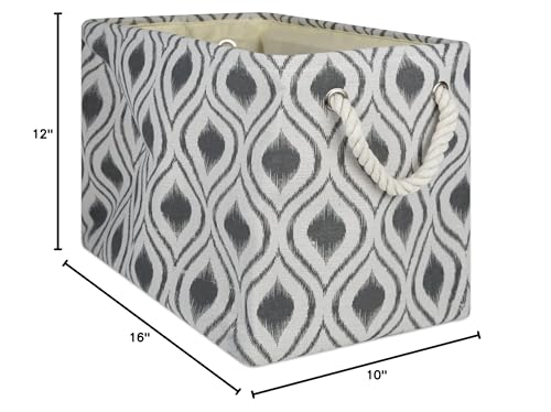 DII Polyester Container with Handles, Ikat Storage Bin, Medium, Mineral Gray