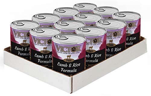 Victor Super Premium Dog Food – Lamb and Rice Formula Pâté – Canned Wet Adult Dog and Puppy Food - All Breed Sizes, 12 x 13.2 oz Cans