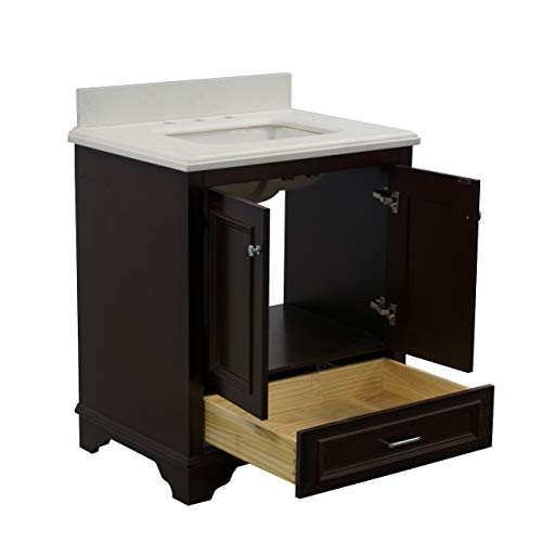 Nantucket 30-inch Bathroom Vanity (Quartz/Chocolate): Includes Chocolate Cabinet with Stunning Quartz Countertop and White Ceramic Sink