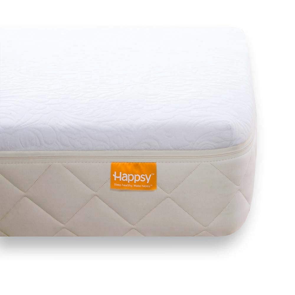 Happsy Organic Hybrid Mattress - Natural Latex Mattress - Medium Firm Mattress with Encased Coil Layers for Universal Comfort and Pressure Relieving - Bed-in-a-Box Latex Mattress - Queen