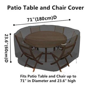 RosieLily Outdoor Table Cover Round, Patio Table Chair Set Covers Waterproof, Heavy Duty Outdoor Dining Table Covers, Patio Furniture Covers (70" Dx23.6 H, 1 Pack, Black)