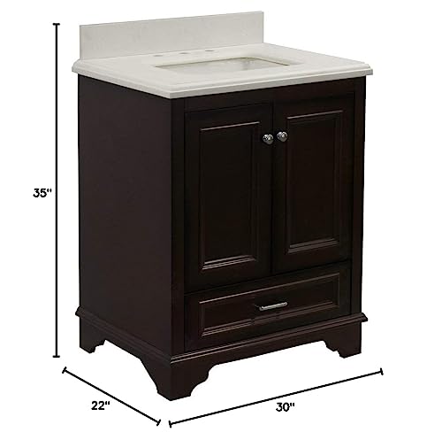 Nantucket 30-inch Bathroom Vanity (Quartz/Chocolate): Includes Chocolate Cabinet with Stunning Quartz Countertop and White Ceramic Sink