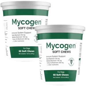 mycogen for dogs - vitamins with 8 types of mushrooms - support immune system - 60 soft chews