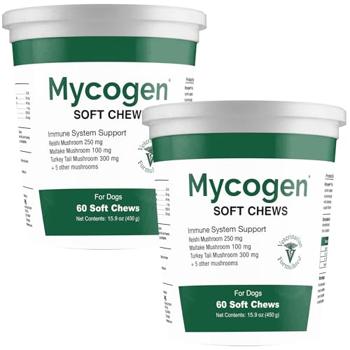 Mycogen for Dogs - Vitamins with 8 Types of Mushrooms - Support Immune System - 60 Soft Chews