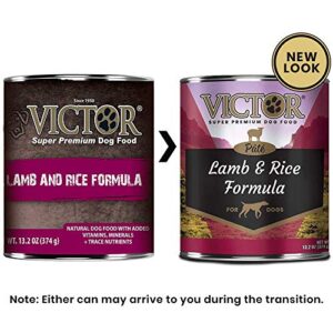 Victor Super Premium Dog Food – Lamb and Rice Formula Pâté – Canned Wet Adult Dog and Puppy Food - All Breed Sizes, 12 x 13.2 oz Cans