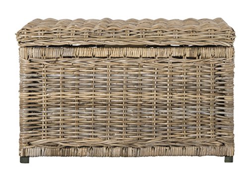 happimess HPM9002B Elijah 30" Wicker Storage Trunk, Collapsible for flat storage, Rattan-Kubusoft Gray, Coastal for Office, Dorm Room-LivingRoom, Bedroom, Dining Room, Natural