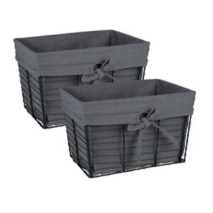 dii farmhouse chicken wire storage baskets with liner, medium, vintage grey, 11x7.88x7", 2 piece