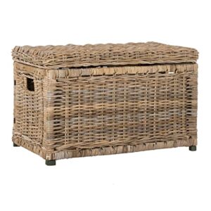 happimess hpm9002b elijah 30" wicker storage trunk, collapsible for flat storage, rattan-kubusoft gray, coastal for office, dorm room-livingroom, bedroom, dining room, natural