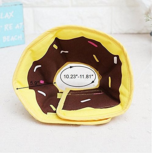 Stock Show 1Pc Pet Recovery Elizabethan Collar, Cotton Wound Healing Protective Cone Collar for Cats/Dogs, Yellow Doughnut, M