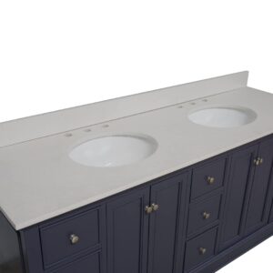 Kitchen Bath Collection Bella 72-inch Double Bathroom Vanity (Quartz/Marine Gray): Includes Marine Gray Cabinet with Stunning Quartz Countertop and White Ceramic Sinks