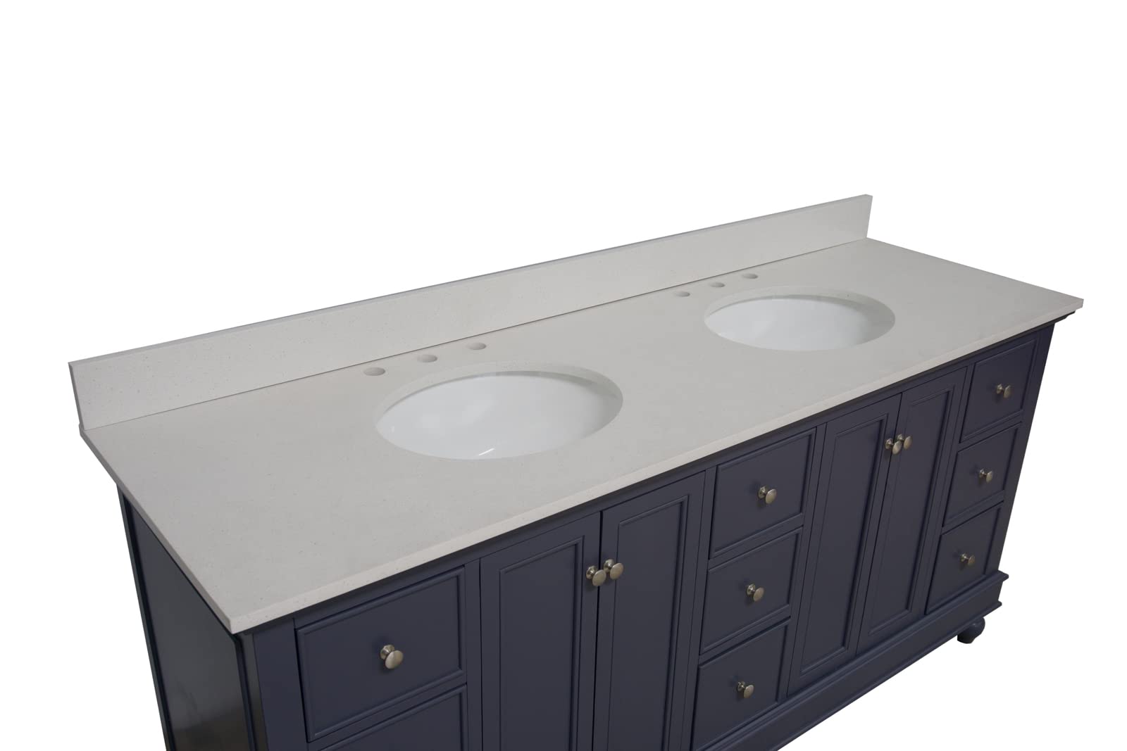 Kitchen Bath Collection Bella 72-inch Double Bathroom Vanity (Quartz/Marine Gray): Includes Marine Gray Cabinet with Stunning Quartz Countertop and White Ceramic Sinks