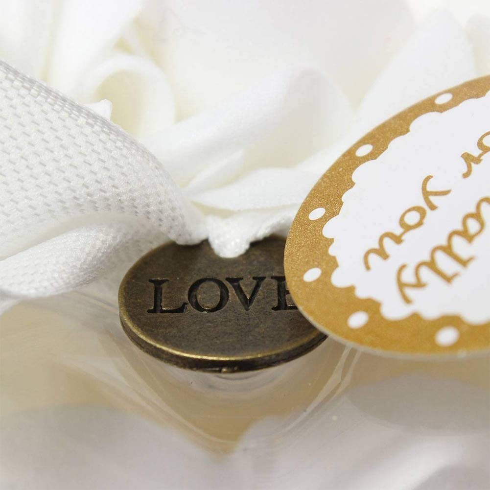 HONEYGIFTS Wedding Ring Pillow, White Ring Polypropylene Pillow Lace Crystal Rose Wedding Heart Ring Box Ring Holder