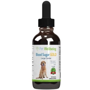 pet wellbeing - blood sugar gold value size for dogs & cats - natural support for healthy blood sugar levels in your pet with diabetes - 4 oz (118ml)