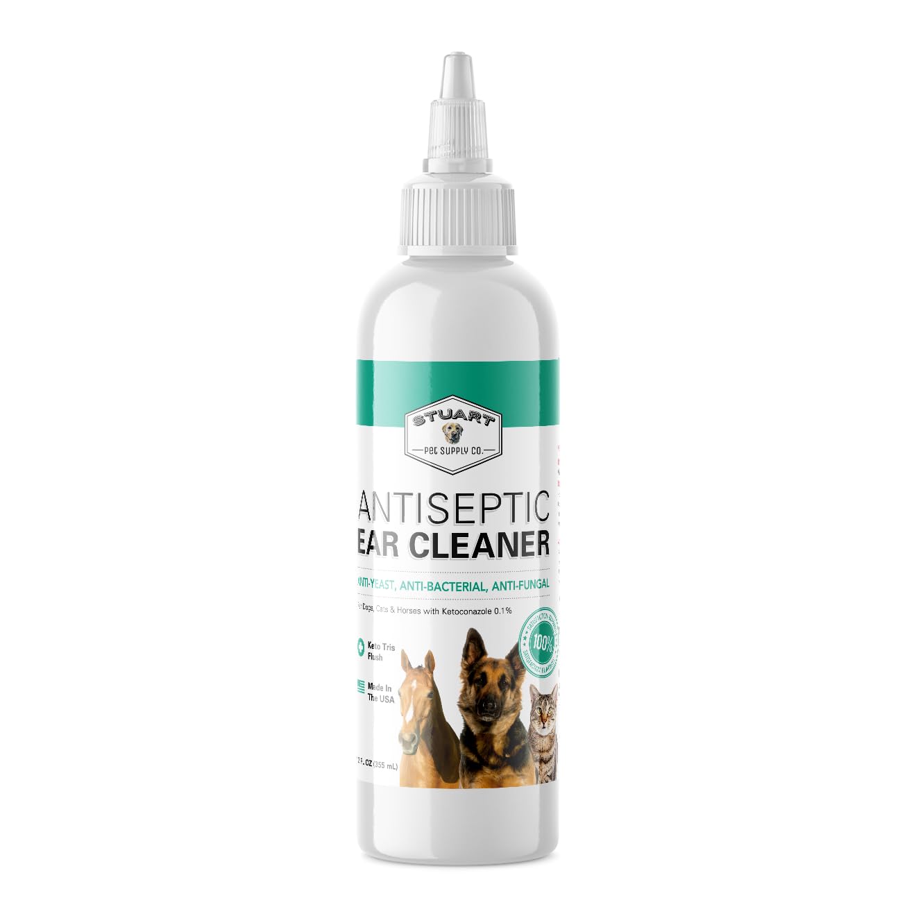 Stuart Pet Supply Co. Antiseptic Cat & Dog Ear Infection Treatment - Vet Formulated for Infections, Inflammation, Itching, Discharge & Smelly Ears 100% Guaranteed 12oz.