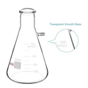 StonyLab Glass 500ml Heavy Wall Borosilicate Glass Filtering Flask, Bolt Neck with Tubulation, 500ml