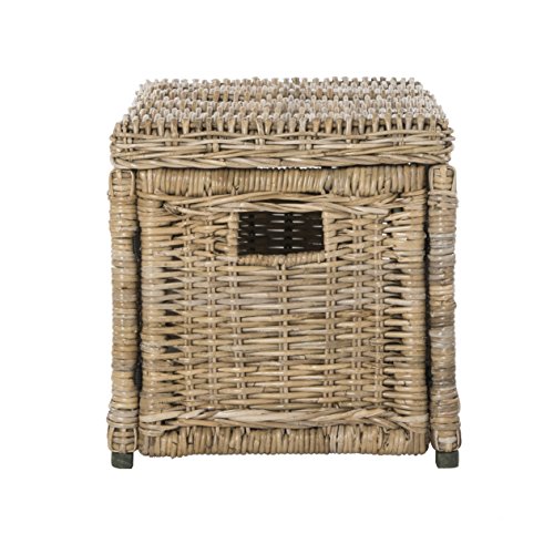 happimess HPM9002B Elijah 30" Wicker Storage Trunk, Collapsible for flat storage, Rattan-Kubusoft Gray, Coastal for Office, Dorm Room-LivingRoom, Bedroom, Dining Room, Natural