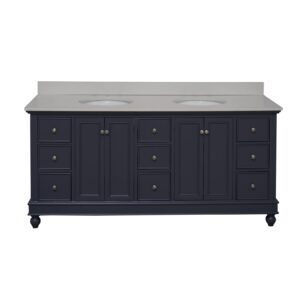 Kitchen Bath Collection Bella 72-inch Double Bathroom Vanity (Quartz/Marine Gray): Includes Marine Gray Cabinet with Stunning Quartz Countertop and White Ceramic Sinks