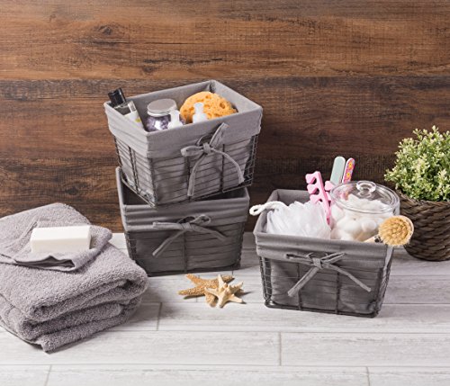 DII Farmhouse Chicken Wire Storage Baskets with Liner, Medium, Vintage Grey, 11x7.88x7", 2 Piece