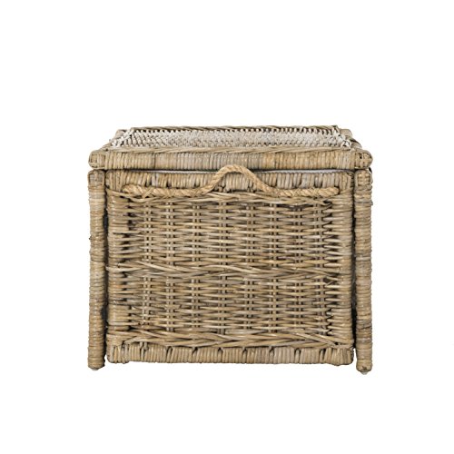 happimess HPM9001C Caden 30" Wicker Storage Trunk, Collapsible for flat storage, Rattan-Kubusoft Gray, Coastal for Office, Dorm Room-LivingRoom, Bedroom, Dining Room, Natural