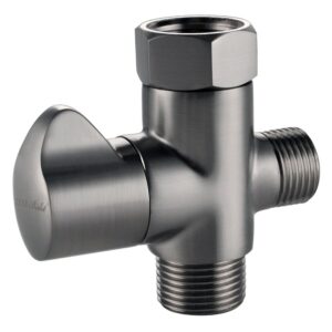 luxe bidet metal t-adapter with shut-off valve, winged 3-way tee connector, nickel finish, for luxe neo bidets