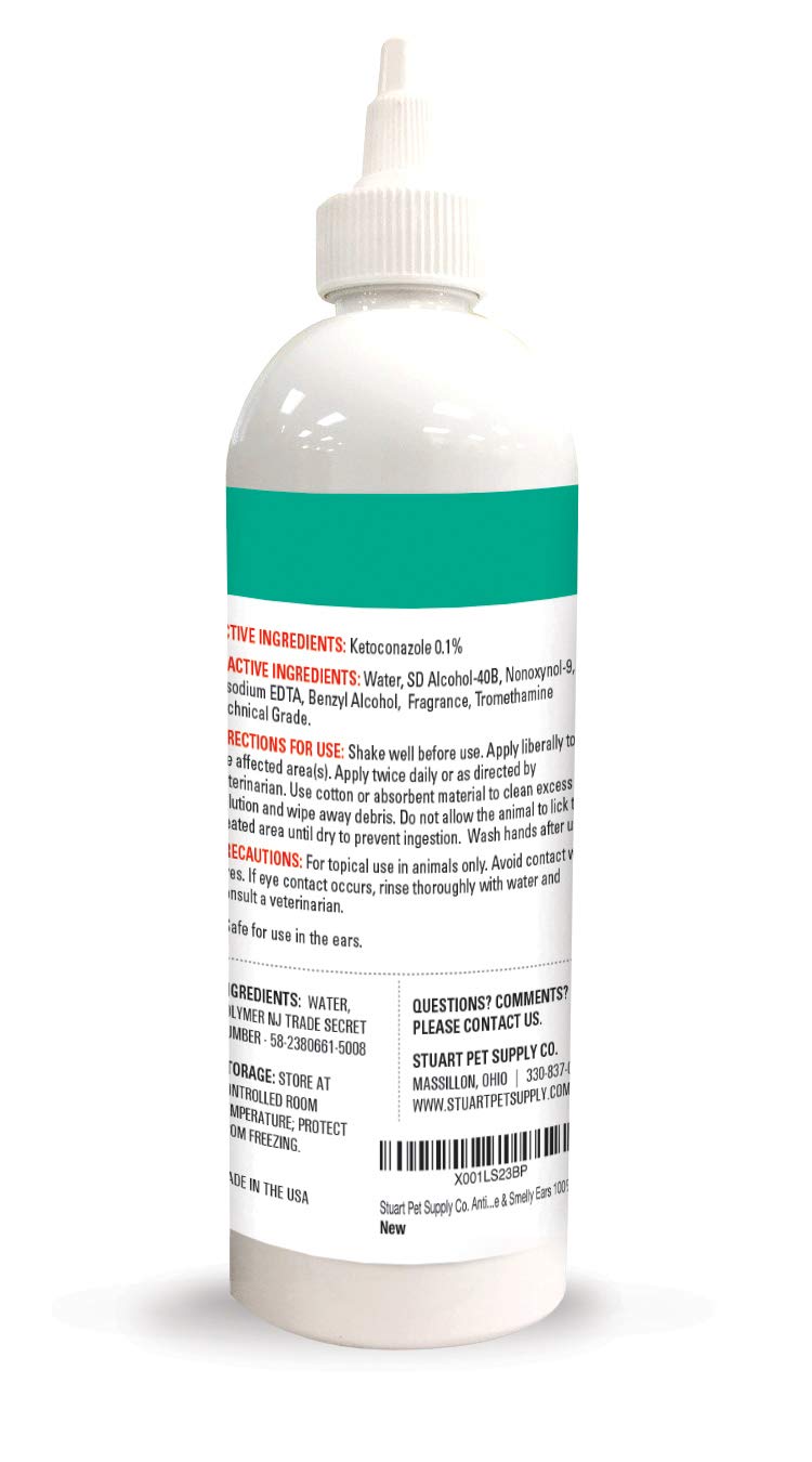 Stuart Pet Supply Co. Antiseptic Cat & Dog Ear Infection Treatment - Vet Formulated for Infections, Inflammation, Itching, Discharge & Smelly Ears 100% Guaranteed 12oz.