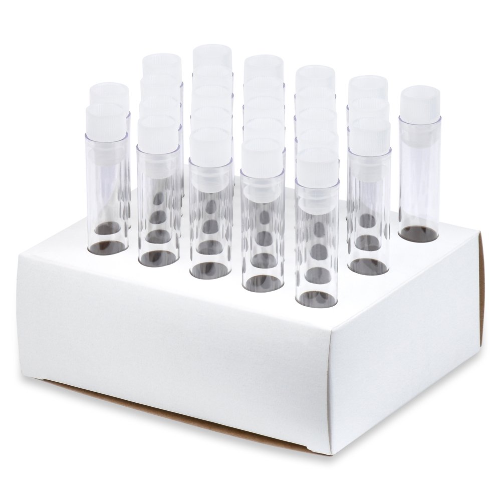 12x75mm PS Plastic Test Tubes, Flange Caps, Cardboard Rack, Karter Scientific 206N8 (Pack of 50)