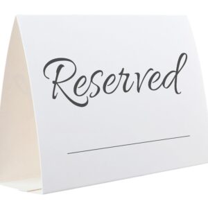 20 Pack Modern Reserved Table Sign With Name Line - Reserved Signs For Wedding - White Reserved Signs - Wedding Accessories - Tent Cards For Reserving Seats & Places - Place Cards for Party, Event