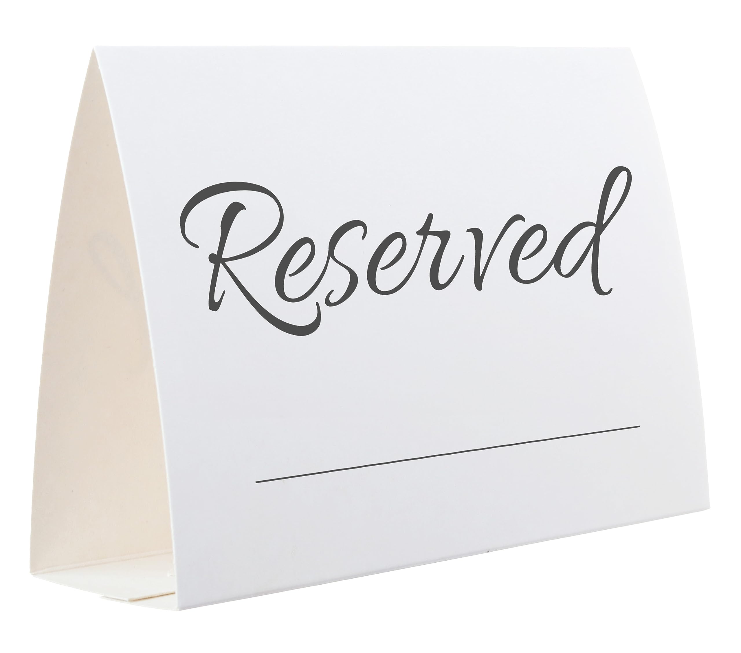 20 Pack Modern Reserved Table Sign With Name Line - Reserved Signs For Wedding - White Reserved Signs - Wedding Accessories - Tent Cards For Reserving Seats & Places - Place Cards for Party, Event