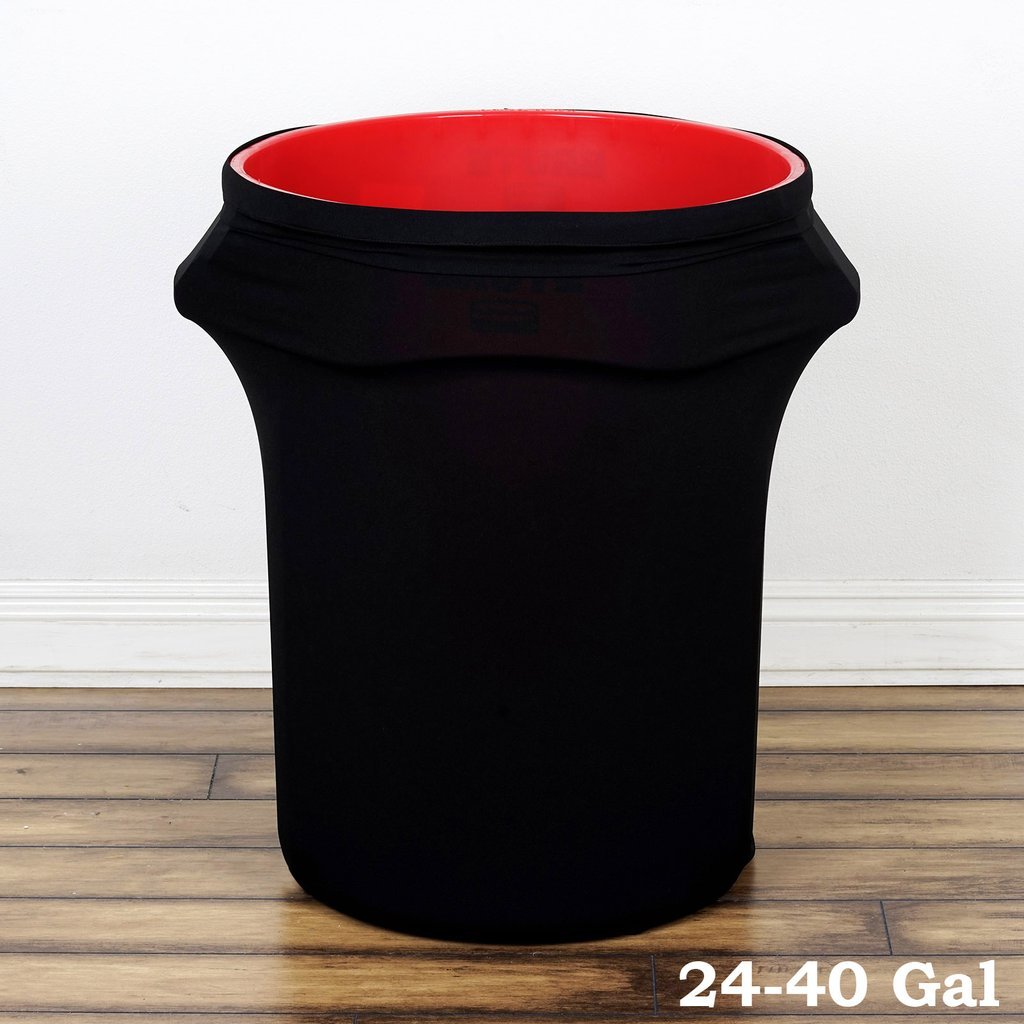 Balsa Circle 24-40 gallons Black Stretchable Spandex Round Waste Trash Bin Container Cover Wedding Party Fundraiser Decorations