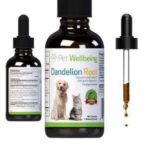 pet wellbeing dandelion root for dogs - liver & heart health, digestive function, blood sugar support, certified organic - veterinarian-formulated herbal supplement 2 oz (59 ml)