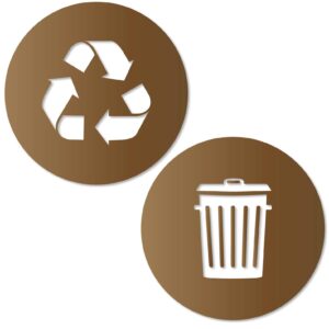 vinyl friend recycle and trash sticker logo style symbol to organize trash cans or garbage containers and bins - contour cut decal sticker (copper, large)