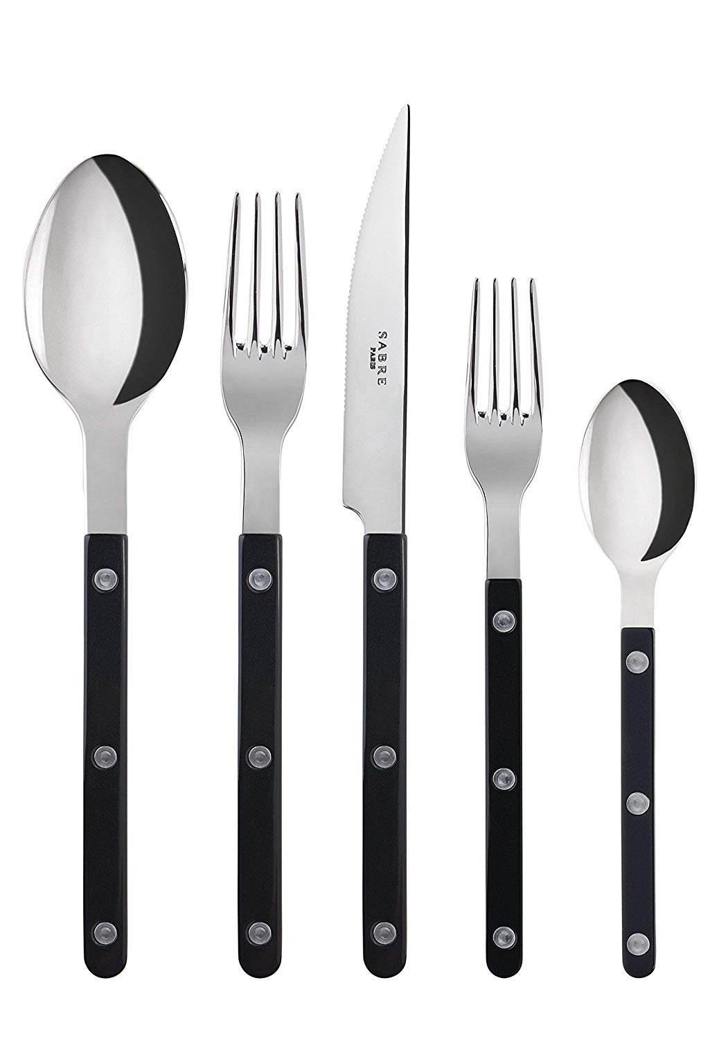 Sabre Flatware Set Stainless Steel Black Bistrot 5-pieces Service for 4 (20-pieces)