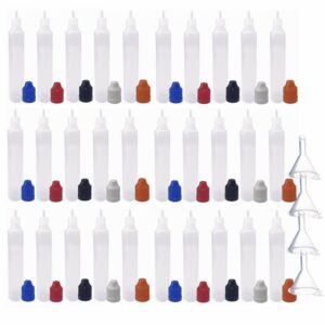 (60 pack, multi color caps) 30ml pe pen plastic bottle with childproof cap for vape liquid, light oil, paint, eye drops