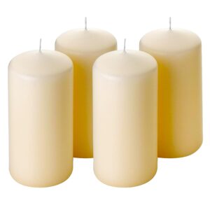 unscented pillar candles - set of 4 ivory pillar candles - 3x6 slow burning candles for weddings & table centerpieces - large pillar candles, parnoo