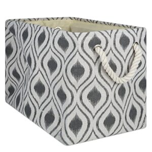 dii polyester container with handles, ikat storage bin, medium, mineral gray