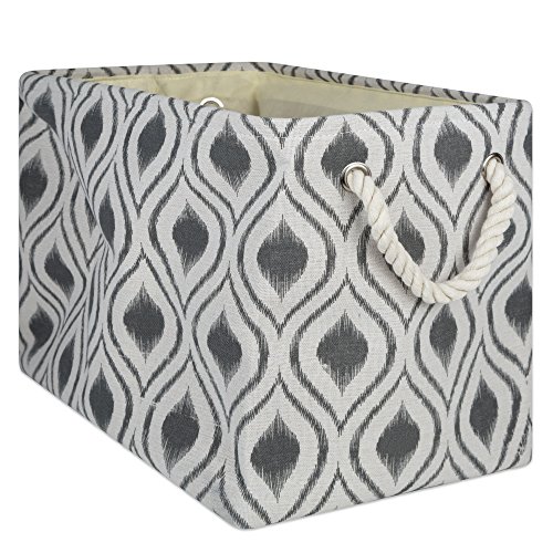 DII Polyester Container with Handles, Ikat Storage Bin, Medium, Mineral Gray