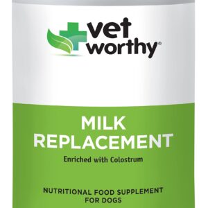 Vet Worthy Milk Replacement for Dogs - Milk Formula Replacer for Puppies, Pregnant, Lactating, Elderly or Recovering Dogs - Enriched with Colostrum, Whey Protein, Vitamins and Minerals - 12oz