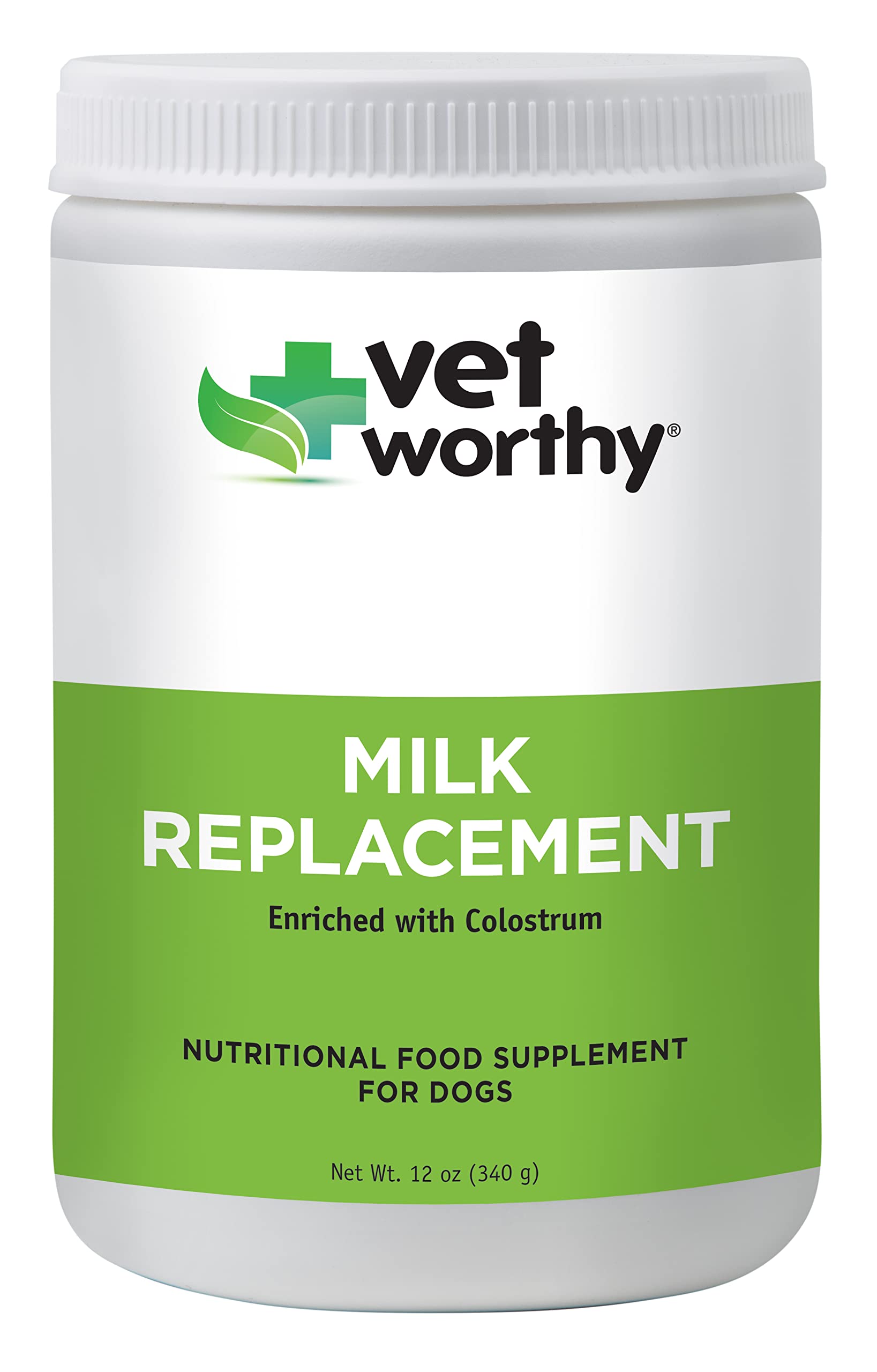 Vet Worthy Milk Replacement for Dogs - Milk Formula Replacer for Puppies, Pregnant, Lactating, Elderly or Recovering Dogs - Enriched with Colostrum, Whey Protein, Vitamins and Minerals - 12oz