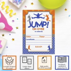 Jump Zone Bounce and Play Trampoline Park Jumping Birthday Party Invitations, 20 5x7 Fill In Cards with Twenty White Envelopes by AmandaCreation