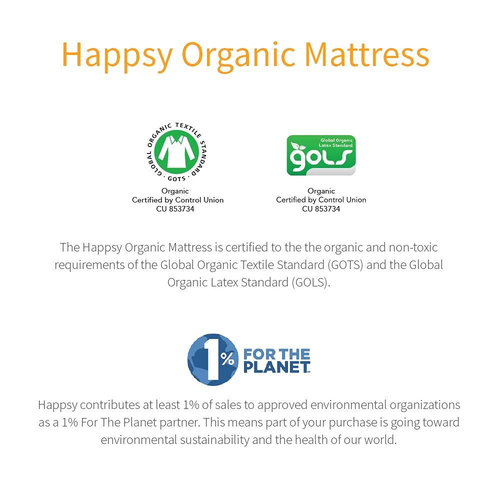 Happsy Organic Hybrid Mattress - Natural Latex Mattress - Medium Firm Mattress with Encased Coil Layers for Universal Comfort and Pressure Relieving - Bed-in-a-Box Latex Mattress - Queen