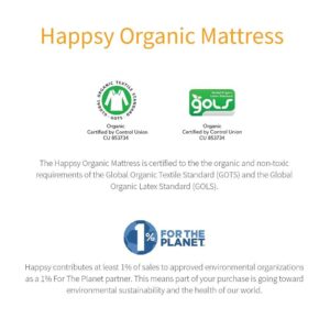 Happsy Organic Hybrid Mattress - Natural Latex Mattress - Medium Firm Mattress with Encased Coil Layers for Universal Comfort and Pressure Relieving - Bed-in-a-Box Latex Mattress - Twin