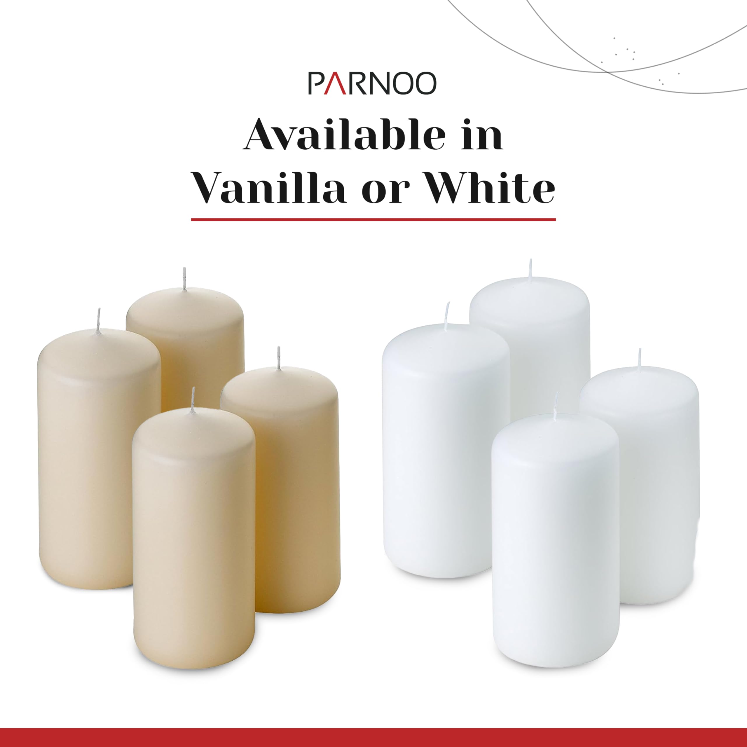 Unscented Pillar Candles - Set of 4 Ivory Pillar Candles - 3x6 Slow Burning Candles for Weddings & Table Centerpieces - Large Pillar Candles, PARNOO