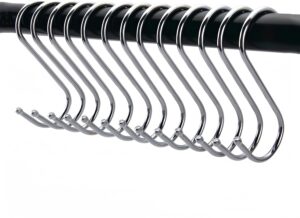 soqool 3.5inch heavy duty s hooks 12pcs stainless steel hook for hanging double sided utility hook for shower curtain rod,closet s hooks,kitchen hanging hook