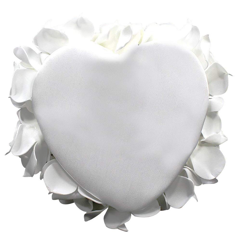 HONEYGIFTS Wedding Ring Pillow, White Ring Polypropylene Pillow Lace Crystal Rose Wedding Heart Ring Box Ring Holder