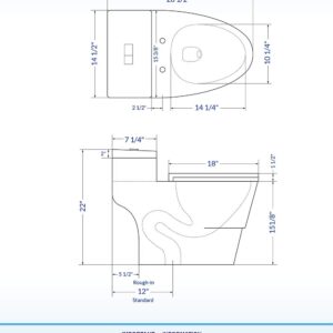 Woodbridgebath T-018 Dual Flush Elongated One Piece Toilet with Soft Closing Seat, Comfort Height, Water Sense