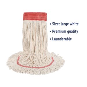 Boardwalk 503WHCT Super Loop Wet Mop Head, Cotton/Synthetic, Large Size, White, 12/Carton