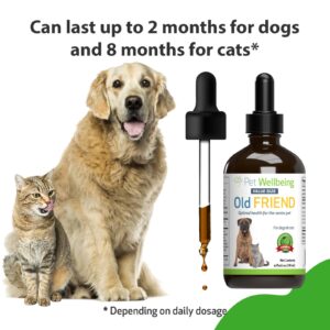 Pet Wellbeing Old Friend for Senior Dogs & Cats - Vet-Formulated - Aging Immune System & Joint Mobility Support in Older Pets - Natural Herbal Supplement 4 oz (118 ml)