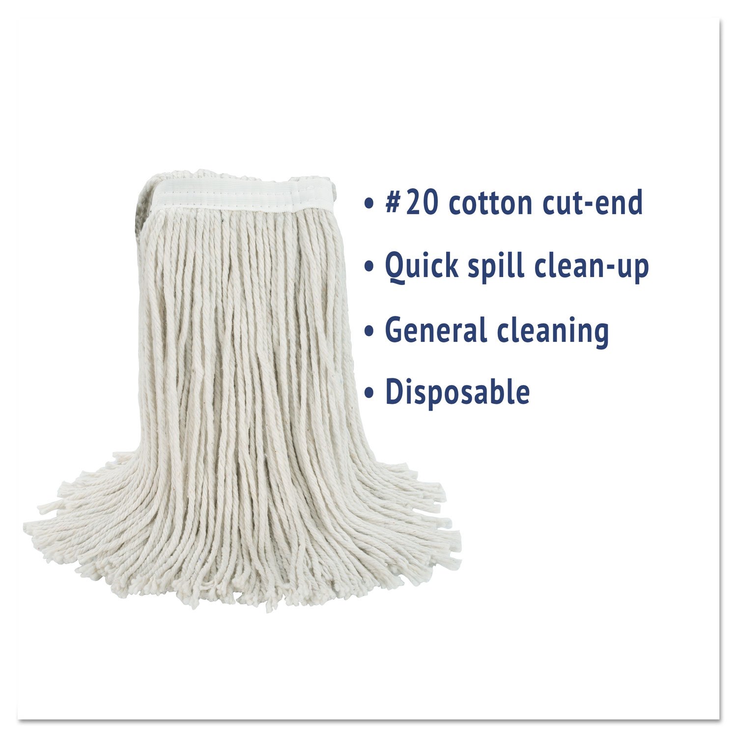 Boardwalk BWK2020CCT #20 Cut-End Cotton Wet Mop Head - White (12/Carton)