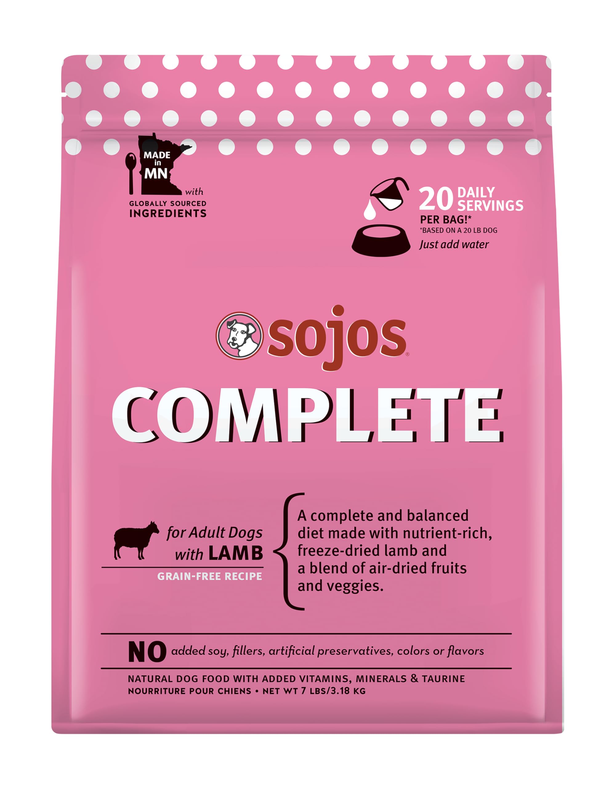 Sojos Complete Lamb Recipe Dehydrated Dog Food, 7 lb